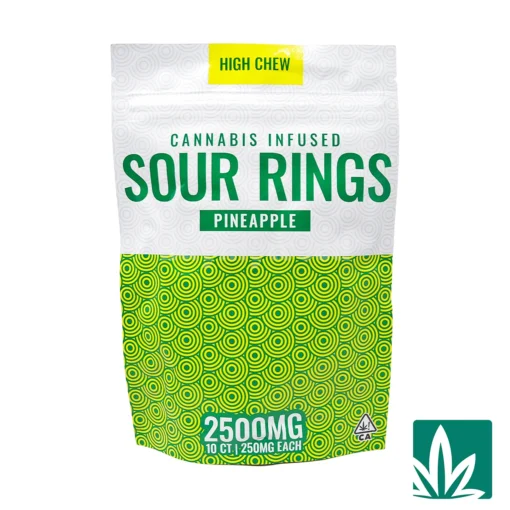 Buy High Chew (2500mg)- Pineapple Sour Rings Online - Buy My Weed USA